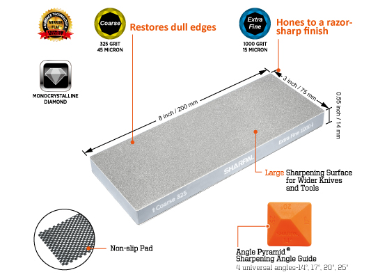 168H Dual-Grit Diamond Sharpening Stone - Sharpal Inc.